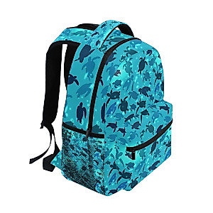 Qilmy Sea Turtle Laptop Backpack Waterproof College Students Bookbags Middle School Bookbag Computer Daypack for Teen Boys Girls