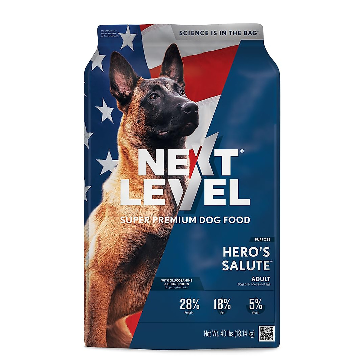 Next Level Super Premium Dog Food – Hero's Salute Adult Dry Dog Food Kibble All Breeds – 28% Protein, Fish, Chicken and Gluten Free Grains, Glucosamine & Chondroitin for Hip & Joint Health
