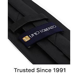 boxed-gifts Clip on Ties for Men - Premium Black Solid Color Clip on Tie