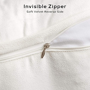 Ashler HOME DECO Pack of 2 Decorative Luxury Style Beige-White Faux Fur Throw Pillow Case Cushion Cover 18 x 18 Inches 45 x 45 cm