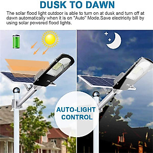 BLHKBAIKB Outdoor Solar Street Light,50000LM High Brightness Dusk to Dawn LED Light with Remote Control,IP65 Waterproof,Suitable for Parking Lot, Yard, Garden, Courtyard, Stadium