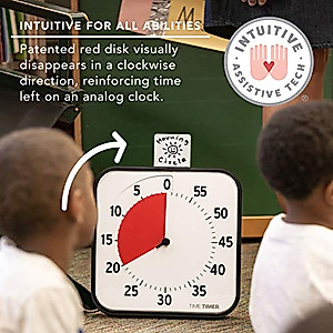 TIME TIMER 12 inch Visual Timer 60 Minute Kids Desk Countdown Clock with Dry Erase Activity Card, Also Magnetic for Kids Classroom, Homeschooling Study Tool, Task Reminder, Home and Kitchen Timer