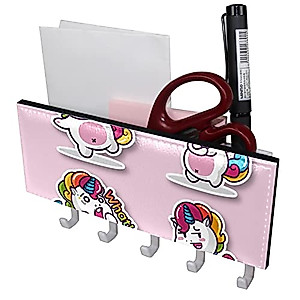Cute Lovely Pink Unicorn Baby Rack Organizer with 5 Hooks Wall Bathroom Kitchen Shelf Rack Multifunctional Storage Shelf