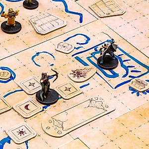 Stratagem The Master's Atlas Grid Tiles-Reversible Dry Wet Erase Battle Map for 3D DND-RPG Tabletop RPG Scenery-Dungeons Dragons Pathfinder- Tabletop Grid| Blank/Parchment - 44 Tiles & 48 Tokens