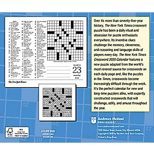 The New York Times Crossword Puzzles 2020 Day-to-Day Calendar