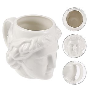 Cabilock 2pc Cup David Head Figurine Roman Coffee Mug David Head Vase Tea Mug Milk Container Handmade Coffee Mug Espresso Coffee Mug Gift Greek Coffee Mug Shot Glass White Trend 3d Ceramics