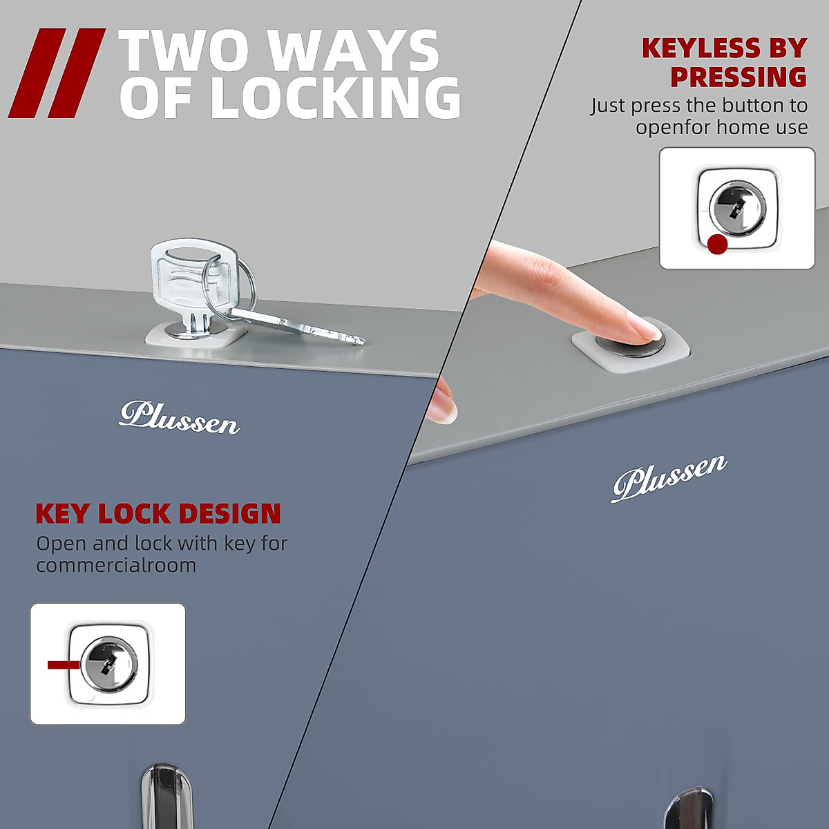 PLUSSEN Paper Towel Dispenser Wall Mount,Capacity 200+ Sheets ZFold Tri Fold Blue Adhesive No Drilling or Screws Installation for Home Toilet