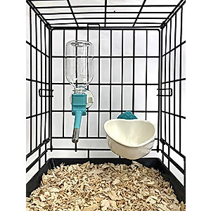 Choco Nose Patented No-Drip Water Bottle/Feeder and Detachable Food Dish Set for Puppies/Toy Breed Dogs/Rabbits/Cats/Chinchillas and Other Small Pets and Animals 300ML. Nozzle 13mm, Aqua(C528 C607)