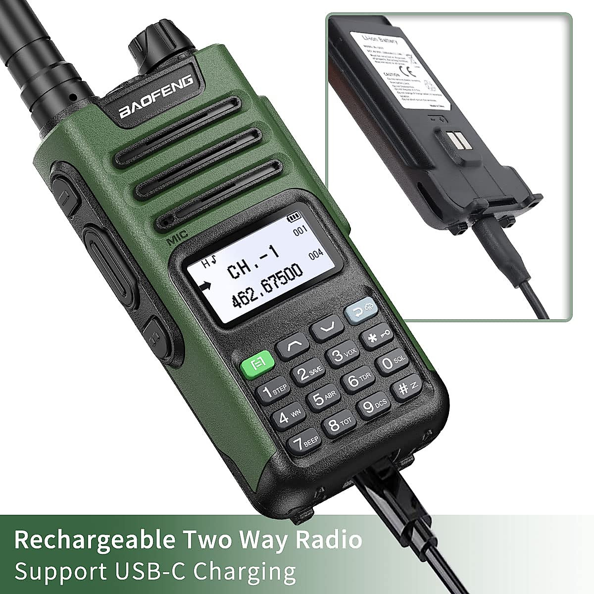 BAOFENG GM-15 PRO GMRS Radio Long Range Walkie Talkies Rechargeable,GMRS Repeater Capable,NOAA Scanning & Receiving Two Way Radio, with Extra Battery Programming Cable Speaker Mic etc Full Kits