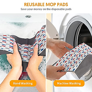 Microfiber Floor Mop for Hardwood Floor Cleaning, SEVENMAX Wet Dry Flat Mop with 3 Reusable Mop Pads and 360 Degree Rotating Floor Dust Mop Suitable for Hardwood Laminate Tile Kitchen Floor Cleaning