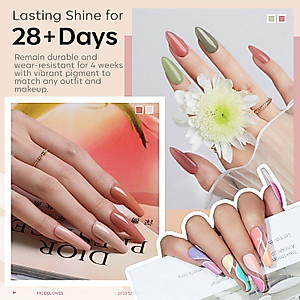 modelones 32 PCS Gel Nail Polish Set, 28 Colors All Seasons Gel Polish with No Wipe Base, Glossy & Matte Top Coat and Nail Primer Black Brown Red Purple Gifts for Women DIY Salon Home