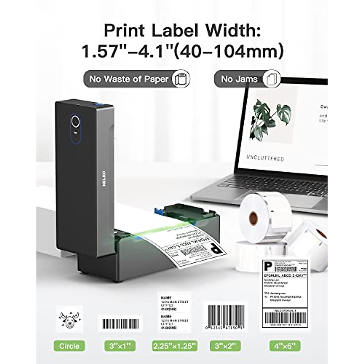 Nelko Bluetooth Thermal Shipping Label Printer, Wireless 4x6 Shipping Label Printer for Small Business, Support Android, iPhone and Windows, Widely Used for Amazon, Ebay, Shopify, Etsy, USPS