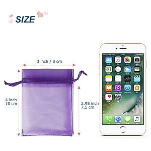 YQL Organza Bags 3x4 Inch,100PCS Purple Mini Organza Drawstring Bags Organza Jewelry Pouches Wedding Party Valentine Gift Mesh Candy Bag