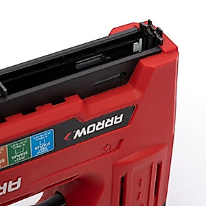 Arrow ET501F Corded 5-in-1 Professional Electric Staple and Nail Gun, Wire Stapler, and Brad Nailer for Upholstery, Framing, Insulation, Crafts, Fencing, and Cable, Black/Red