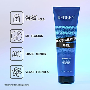 Redken Max Sculpting Gel | For All Hair Types | Provides Body & High Shine Finish | Long-Lasting Shape Styling | Flake-Free Control & Added Thickness | Maximum Hold | 8.8 Oz