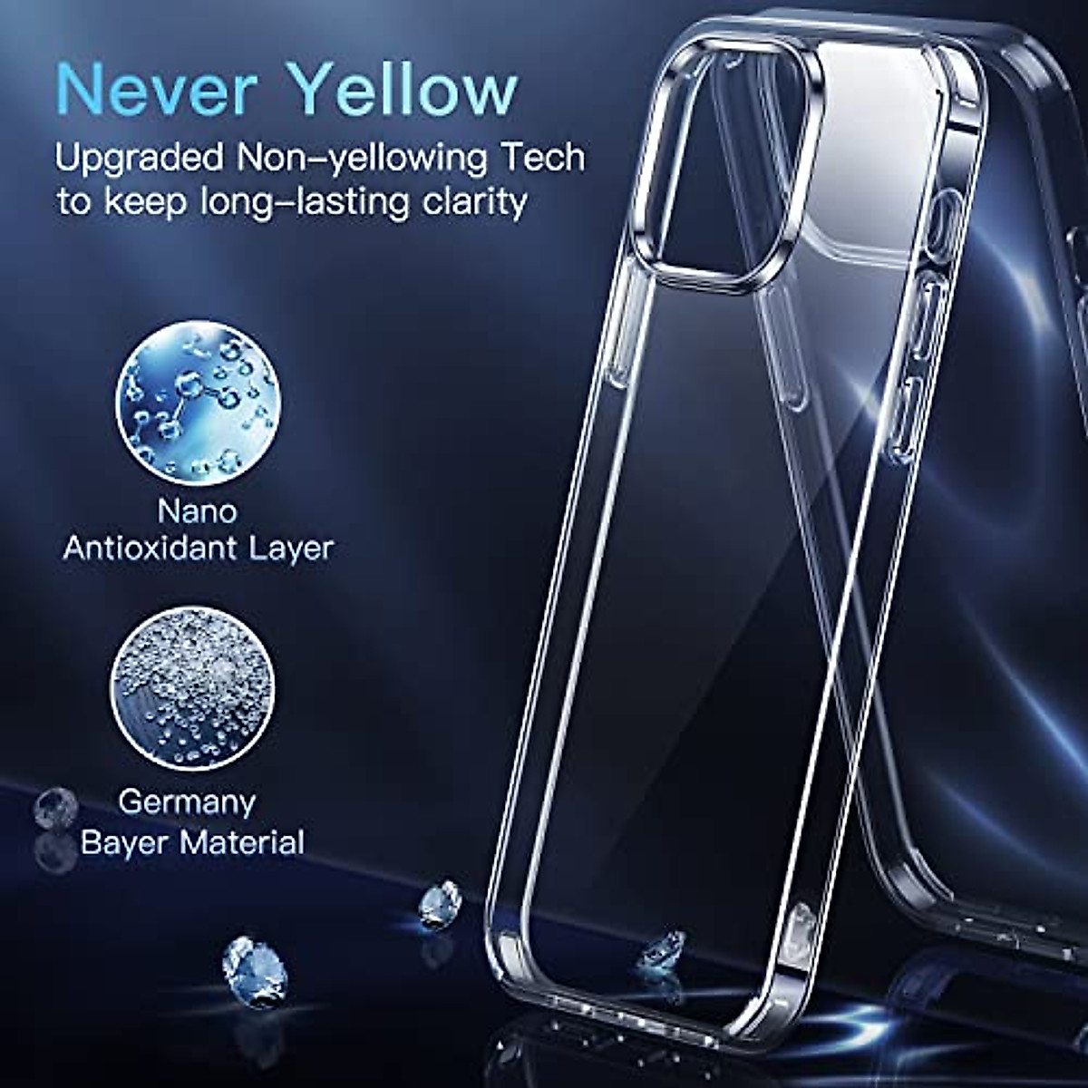 CASEKOO Crystal Clear Designed for iPhone 13 Pro Case, [Not Yellowing] [Military Drop Protection] Shockproof Protective Phone Case 6.1 inch 2021 (Clear)