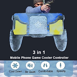 KingTSYU Phone Game Controller With Cooling Fan, Mobile Game Handle with Triggers for PUBG/Call of Duty/Fortnite, L1R1 Gaming Grip Gamepad for 4.7-6.5" iPhone iOS/Android Phone