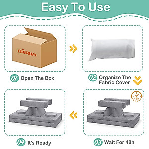 BIERUM Kids Couch, 12PCS Modular Kids Play Couch with Blanket, Kids Sofa Couch for Playroom & Indoor, Convertible Toddler Couch for Girls and Boys