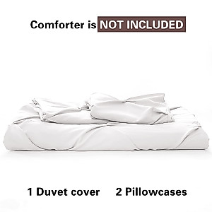 ASHLEYRIVER 3 Piece King Duvet Cover with Zipper&Corner Ties 100% 120g Microfiber White King Duvet Cover Set(King White)