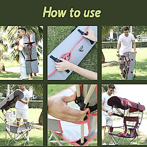 Camping Brothers Camping Chair with Full Sun Protection Canopy - Outdoor Folding Patio Chair with Adjustable Shade, Cup Holder, Side Pockets - Heavy Duty Steel Frame Supports 330 lbs (Army Green)