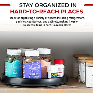 Oizeir 10 Inch Lazy Susan (Set of 4) - Non-Skid Turntable for Cabinet to Maximize Storage and Simplify Accessibility in Kitchen, Bathroom, and Pantry Spaces (Black)