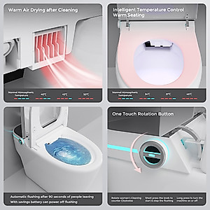 Auto Open/Close Lid Smart Toilet Bidet with Built-in Tank, Auto Flush & Wash, Elongated Heated Seat, Adjustable Water Temperature, and LED Light (1.28GPF)