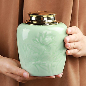 Exquisite Oriental Ceramic Food Storage Jar Canister Food Canisters,Loose Tea Tin/Tea Storage/Tea Caddy/Tea Canister/Coffee Canister/Coffee Jar/Spice Nuts Snacks Storage 23.67oz/700ml (Skyblue)