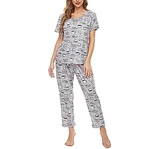 MOYEE Womens Pajamas Set Sleepwear Casual Tops and Lounge Pants Soft Sleeping Pjs Set with Pockets