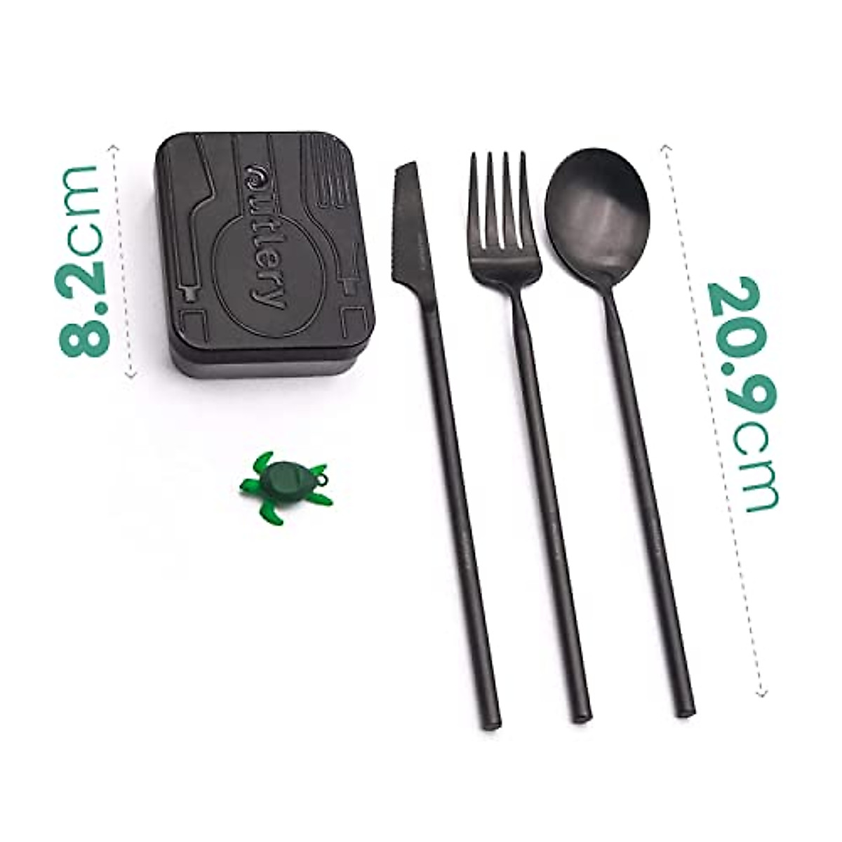 Outlery | Portable & Reusable Stainless Steel Travel Cutlery Set and Reusable Chopsticks (Black) Pocket Sized Cutlery Set