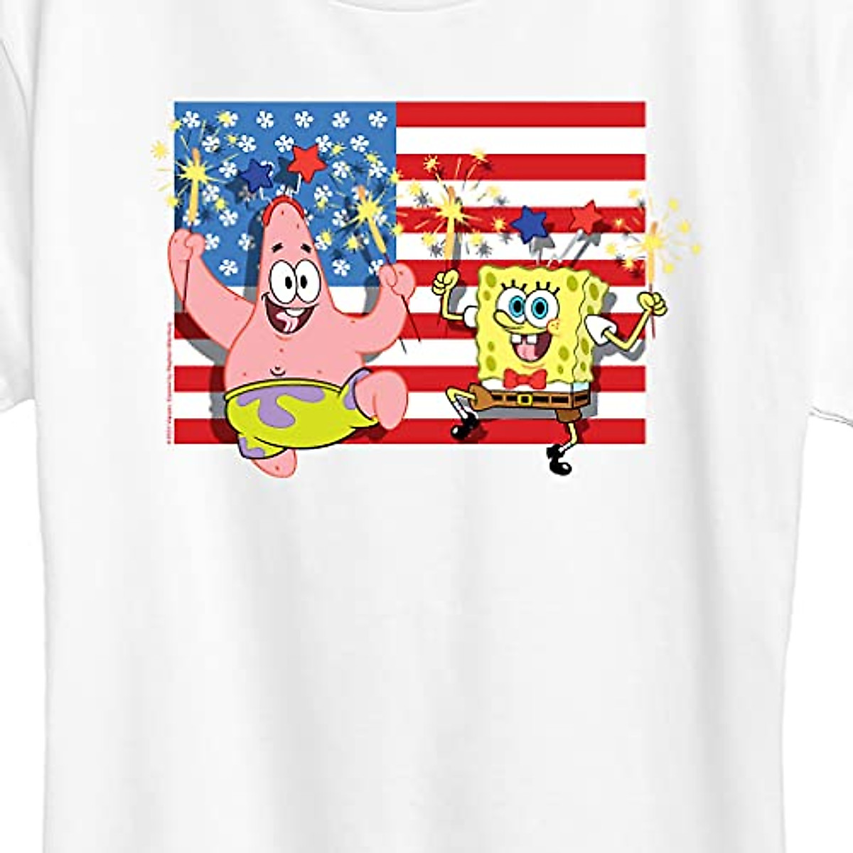 HYBRID APPAREL - Spongebob Squarepants - Patrick Sparkers Flag - Women's Short Sleeve Graphic T-Shirt - Size X-Large
