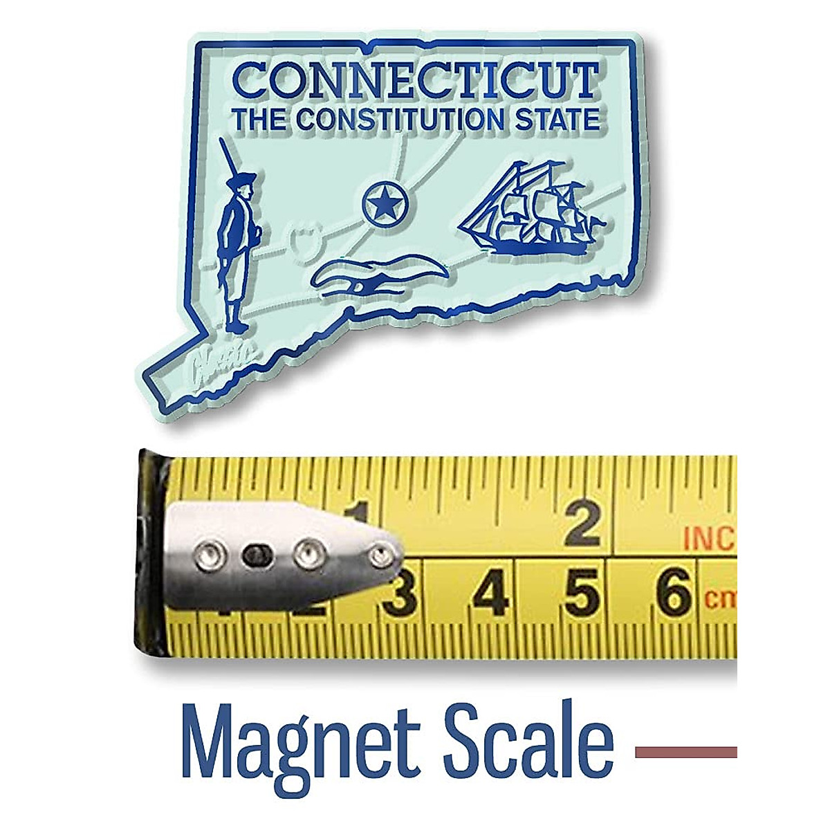 Connecticut Small State Magnet by Classic Magnets, 2.3" x 1.7", Collectible Souvenirs Made in The USA