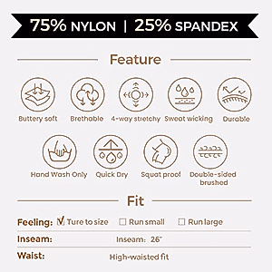 Aoxjox High Waisted Workout Leggings for Women Compression Tummy Control Trinity Buttery Soft Yoga Pants 26" (Navy, Large)