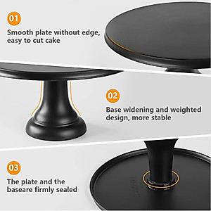 ECOWAY Round Cake Stand 9.84 Inch with Spatula, Black Cupcake Stand Bamboo Fiber, Dessert Display Plates for Snacks, Cookies, Candy Dish1