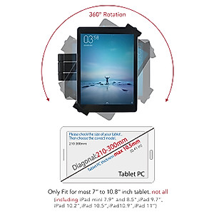 WeSTRUGGLE Tablet Wall Mount, Adjustable Arm Swivel, Anti-Theft Security Lock & Key, Foldable, 360 Rotating, Black