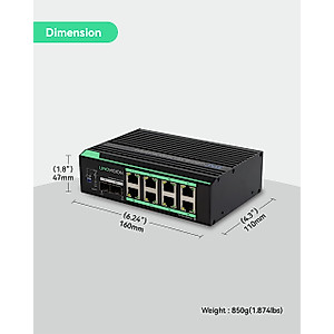 LINOVISION Industrial 8-Port Full Gigabit Solar POE Switch with DC9.5V-57V to DC48V Voltage Booster, IEEE802.3at with Total POE Budget 240W, POE Power Supply for Solar Power/RV Truck/VoIP Systems