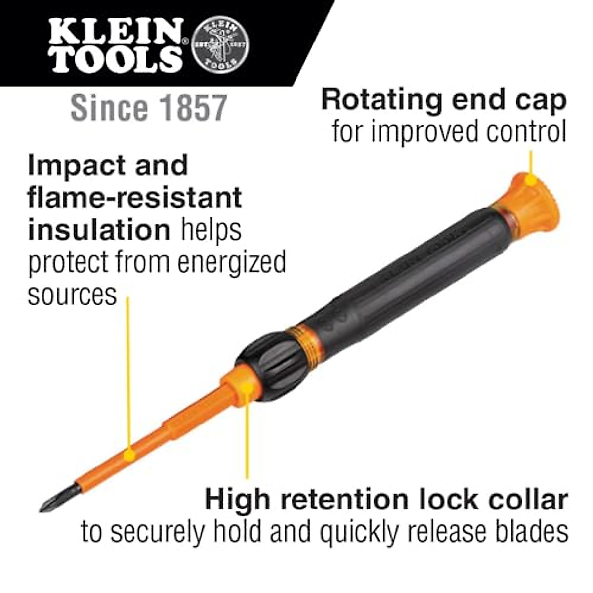 Klein Tools 32584INSR Precision 8-in-1 Screwdriver Set with Case, 1000V Rated Insulated Set with Phillips, Slotted and Tamperproof TORX Bits