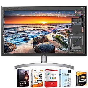 LG 27UL850-W 27-inch 4K UHD IPS LED Monitor with VESA DisplayHDR 400 Bundle with Tech Smart USA Elite Suite 18 Standard Editing Software Bundle and 1 YR CPS Enhanced Protection Pack