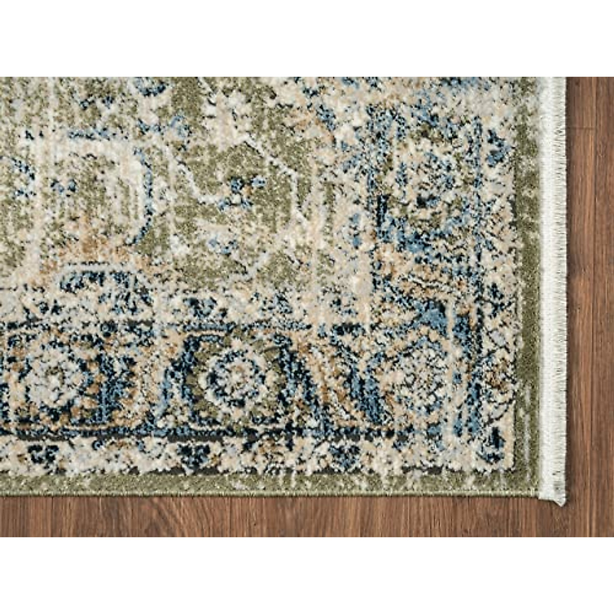 Abani Savoy Collection Area Rug - Intricate Blue/Green Vintage Design 7'9" x 10'2" - Easy to Clean - Durable for Kids & Pets - Non-Shedding - Medium Pile - Soft Feel - Living Room, Bedroom & Office