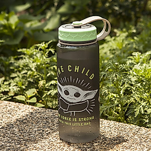 Zak Designs Star Wars The Mandalorian Durable Plastic Water Bottle - Rugged Sports Bottle with Carry Strap and Wide Chug Opening Includes Reusable Straw (36 oz, Grogu/Baby Yoda/The Child)