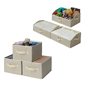 GRANNY SAYS Bundle of 3-Pack Wardrobe Storage Bins & 3-Pack Trapezoid Storage Bins for Closet Shelves