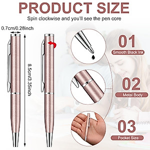 24 Pcs Mini Pens Small Pens Short Pens Mini Metal Ballpoint Pens Small Stainless Steel Point Pen with Copper Fittings for Pockets Notebook Notepads Office School (Champagne Color)