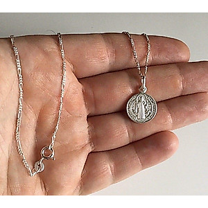 925 STERLING SILVER SAINT BENEDICT NECKLACE 20" LONG 24X15mm / 925 PLATA ESTERLINA CADENA DE SAN BENITO 20" LARGO