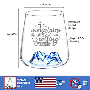 Osci-Fly Valentines Day Gifts for Someone Who loves Hiking, The Mountains Are Calling and I Must Go Wine Whiskey Glasses Tumblers