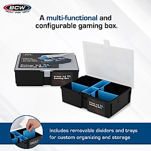 BCW Prime X4 XL Gaming Box | Playing Card Storage Box for Decks and Game Accessories, Includes Removable Dividers and Dice Trays | Trading Card Storage Box for Gaming | Pokemon, MTG, Naruto Cards