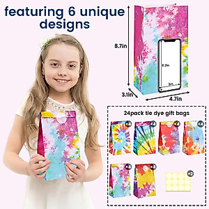 TOXOY 24PCS Tie Dye Treat Bags, Camouflage Party Favor Bags Gift Bags Goodie Bags for Kids Birthday Party Retro Party Decorations