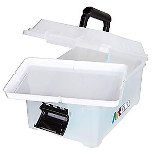 ArtBin 6817AG Sidekick Cube Carrying Case with Open Lift-Out Tray, Portable Art & Craft Organizer with Handle, [1] Plastic Storage Case, Clear