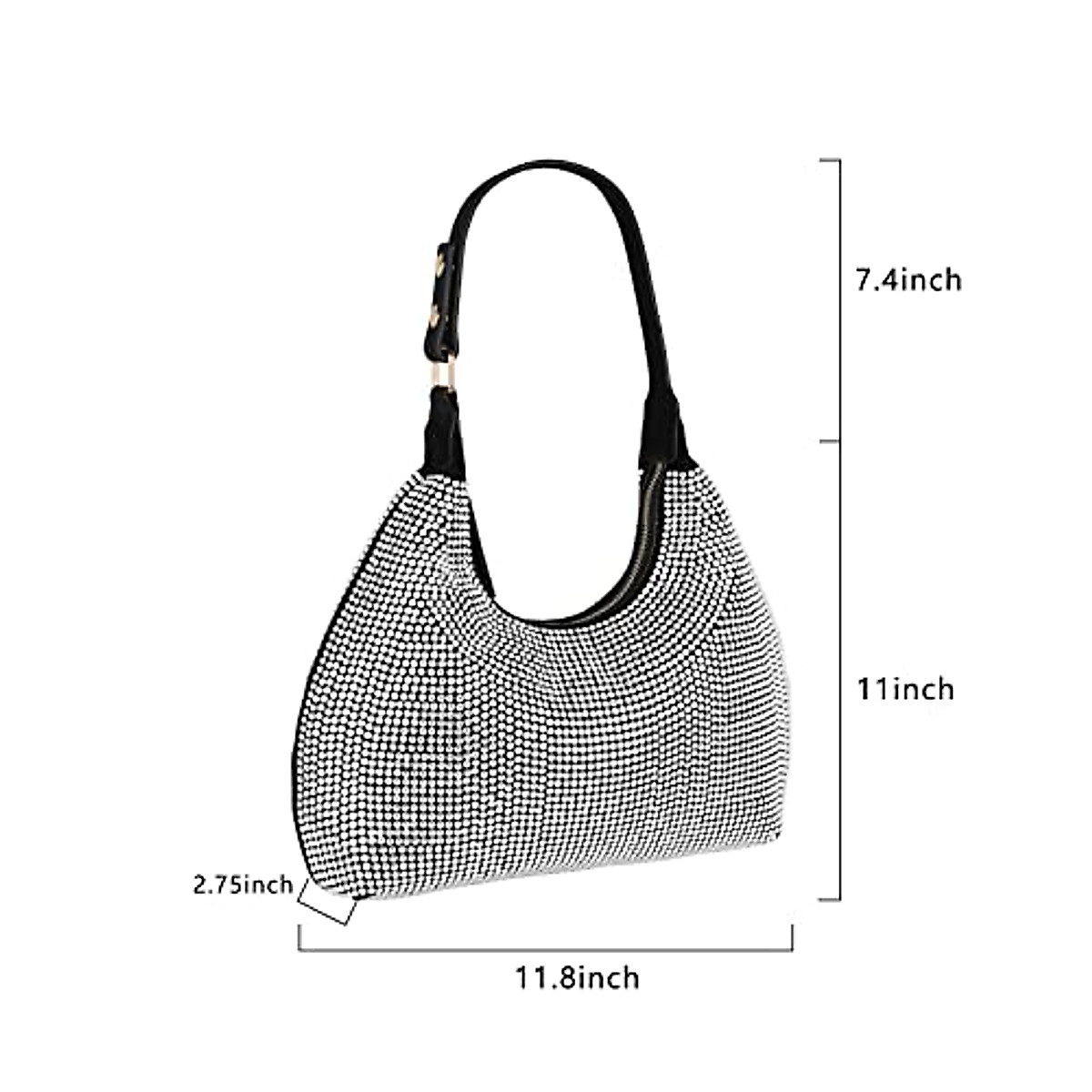 GripIt Rhinestone Handbag Purse Black Clutch Purses for Women Evening Shoulder Diamond Purse Bling Crystal Bag purses for Wedding Prom