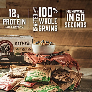 Kodiak Cakes Instant Oatmeal Packets - High Protein - 100% Whole Grains Breakfast Food - Maple & Brown Sugar, Cinnamon, & Chocolate Chip (24 Packets)