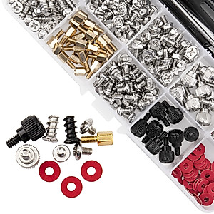 Rrina 363Pcs Computer Screw Standoffs Assortment Kit for 2.5in SSD Hard Drive Computer Case Motherboard Fan Power Graphics
