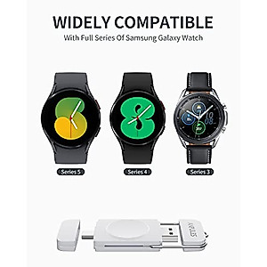 Portable Watch Charger for Samsung Galaxy Watch 6/5 - ANPULES USB C & USB A Watch Charger [OTG] for Galaxy Watch, Magnetic Wireless Charger for Galaxy Watch 4/4 Classic/3/Galaxy Active 2 (White)